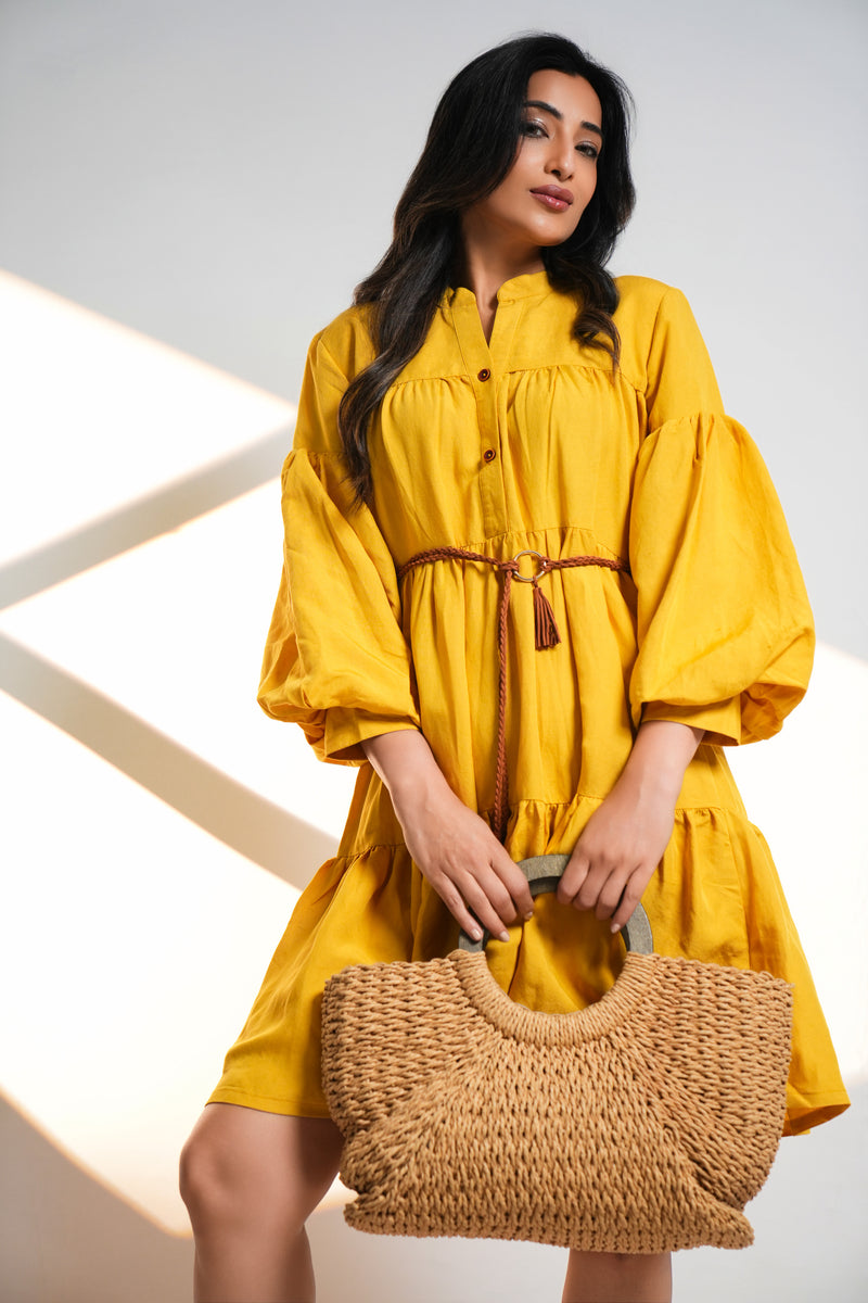 Lina Mini Dress - Mustard – Absolute