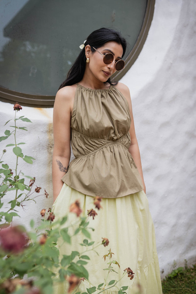 Lotus Tie-Up Top - Olive