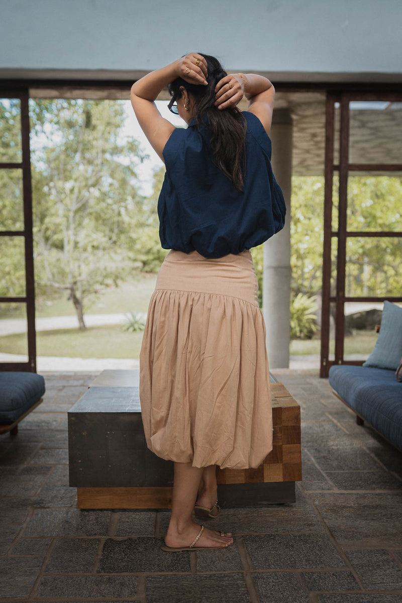 Wave Crop Bubble Top - Navy
