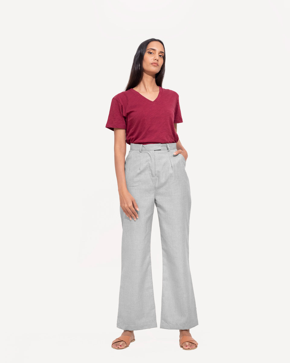 High Waisted Formal Pant - Steel